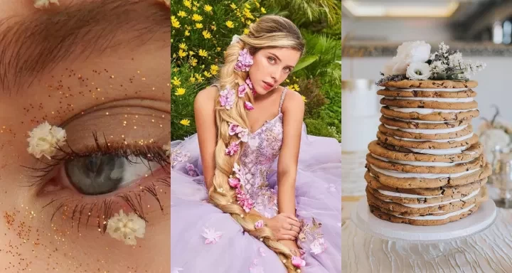 Una quinceañera Cottagecore con un toque floral